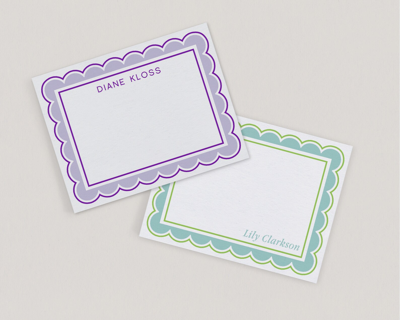 Printable Scalloped Notecard Set | Instant Download - Etsy