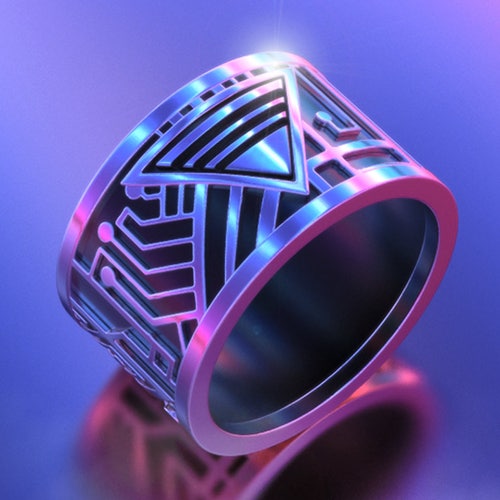 Geek Wedding Ring Futuristic Wedding Band Cyberpunk | Etsy