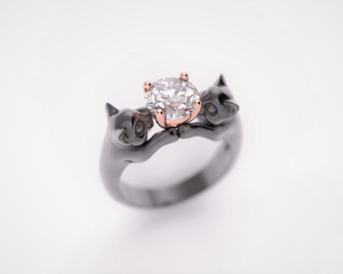 Black Cat Engagement Ring Geek Engagement Ring Cats - Etsy