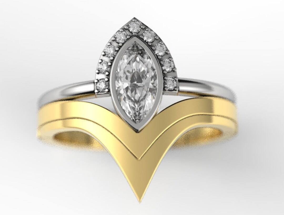 V Shaped Ring Set, Chevron Ring, Stackable V Ring, Minimalist ...