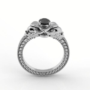 Skull Engagement Ring, Skull Flower Engagement Ring, Gothic Engagement ...