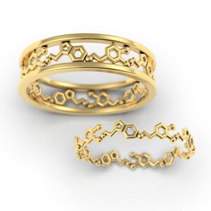 Molecule Wedding Ring, Geek Wedding Ring, Serotonin Ring, Dopamine Ring ...