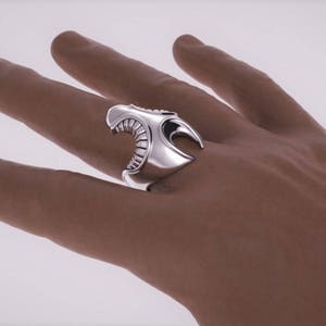 Alien Ring, Sci Fi Ring, Geek Wedding Ring, Futuristic Ring, Men Silver ...