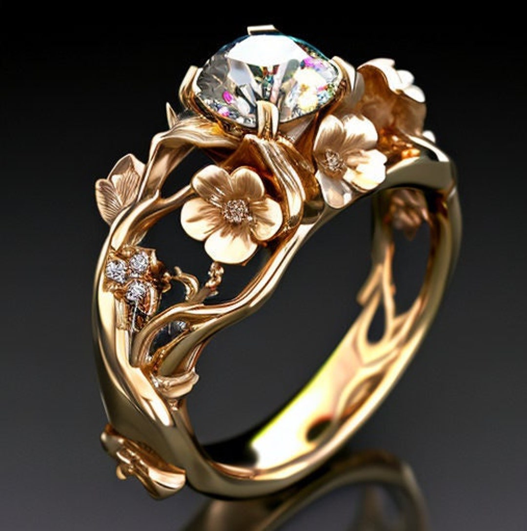 Flower Engagement Ring, Cherry Blossom Engagement Ring, Morganite ...