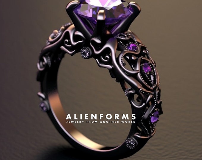 Gothic Engagement Ring, Gothic Wedding, Alternative Wedding, Black ...