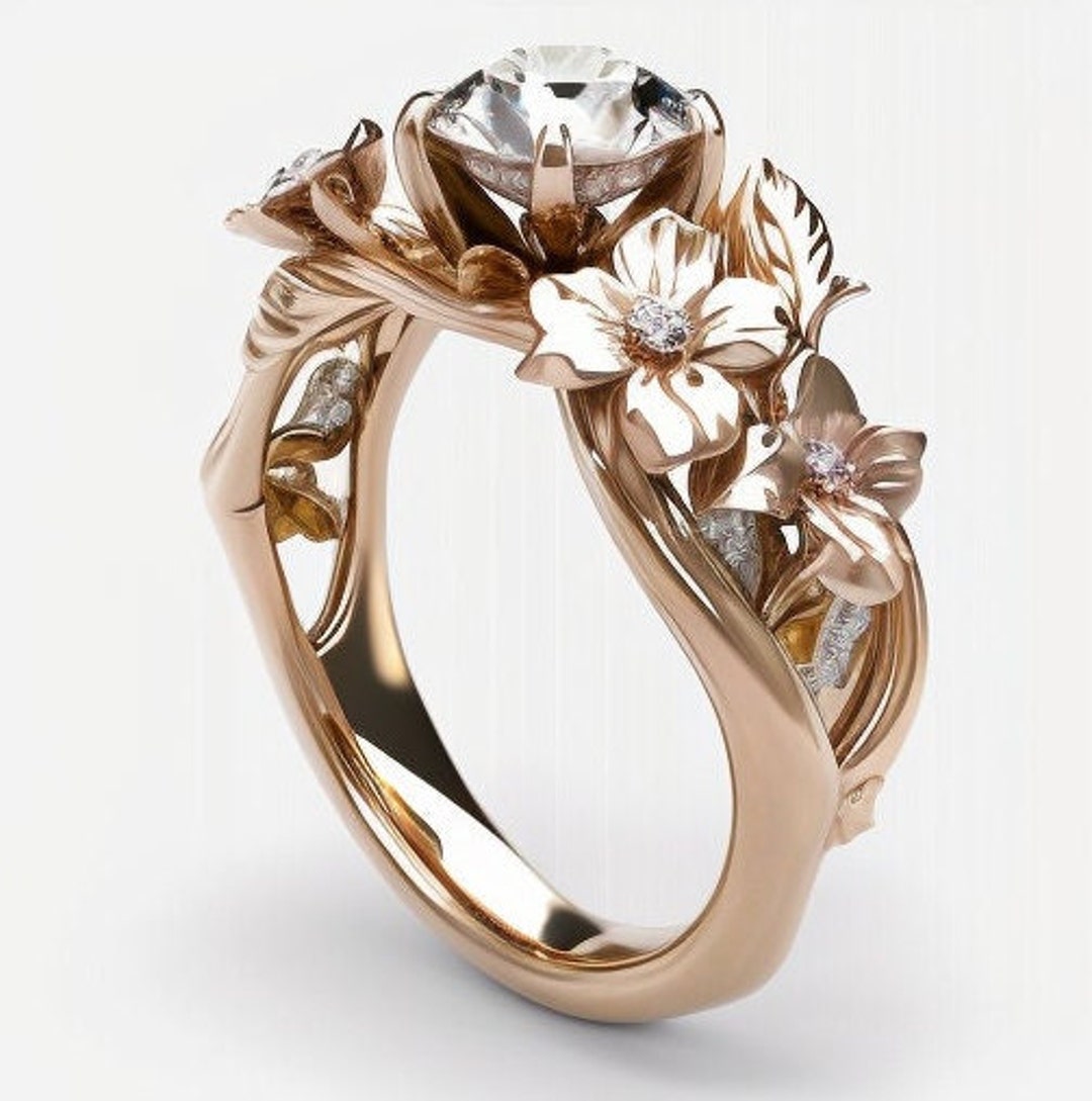 Flower Engagement Ring, Cherry Blossom Engagement Ring, Morganite ...