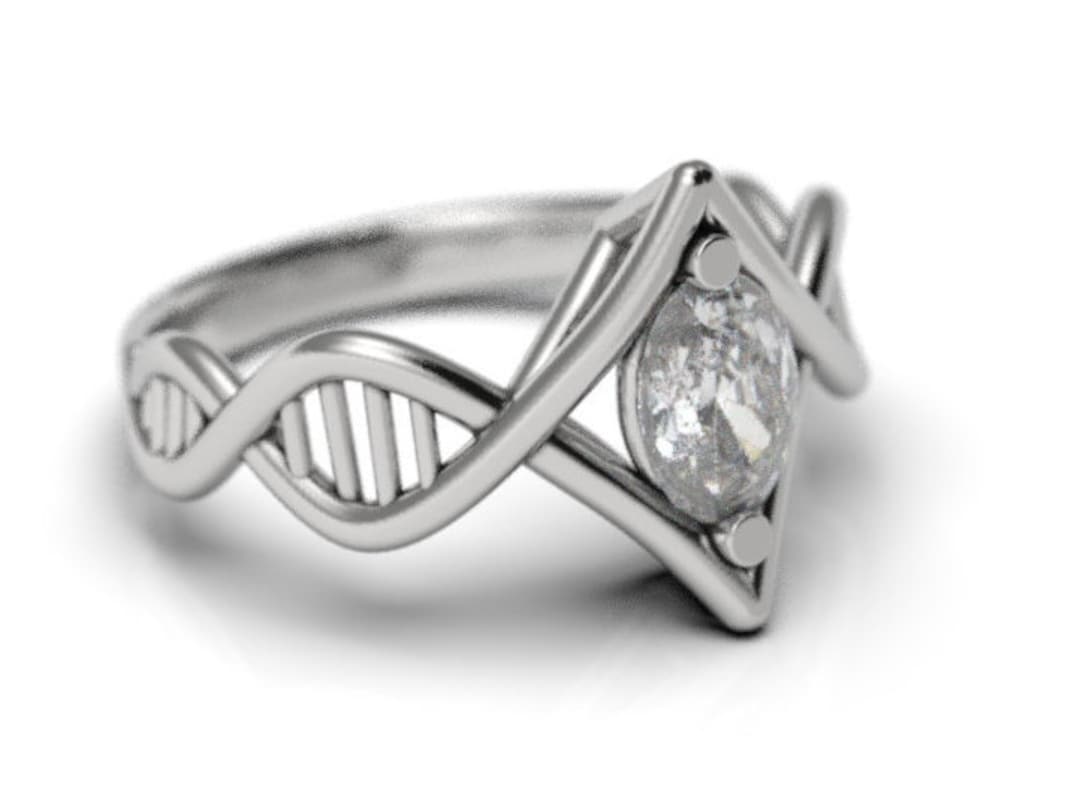 DNA Engagement Ring, Geek Engagement Ring, Moissanite Engagement Ring ...