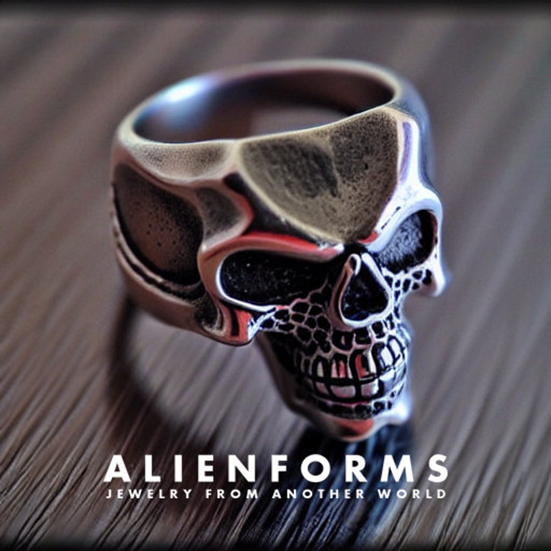 Aliens Ring, Skull Ring, Mens Ring ,gothic, Geek Ring, Scifi Ring, Cyberpunk Gamer Ring ...