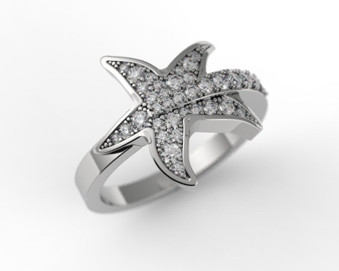 Starfish Ring, Sea Star Ring, Marine Biologist Ring, Starfish Diamond ...