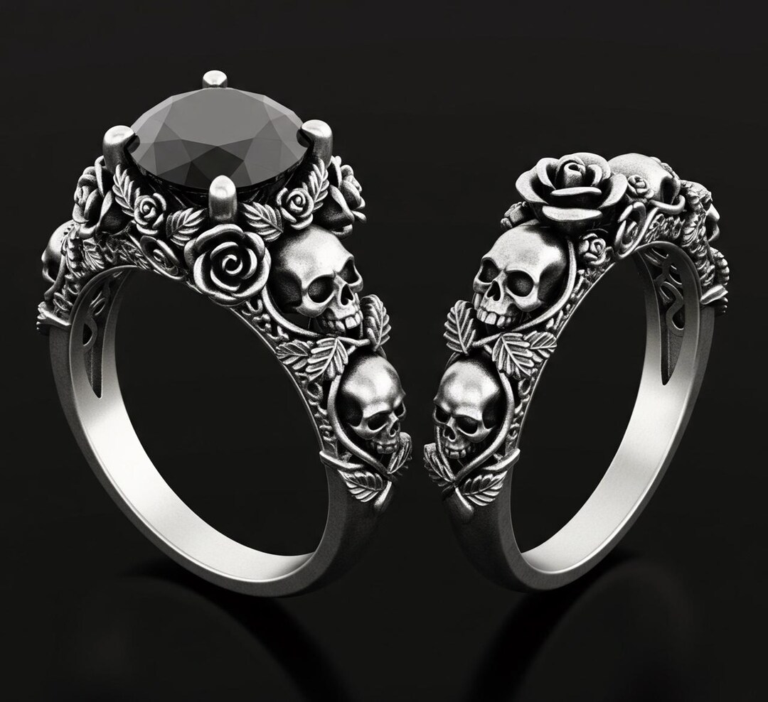 Skull Engagement Ring, Gothic Engagement Ring, Alternative Engagement ...