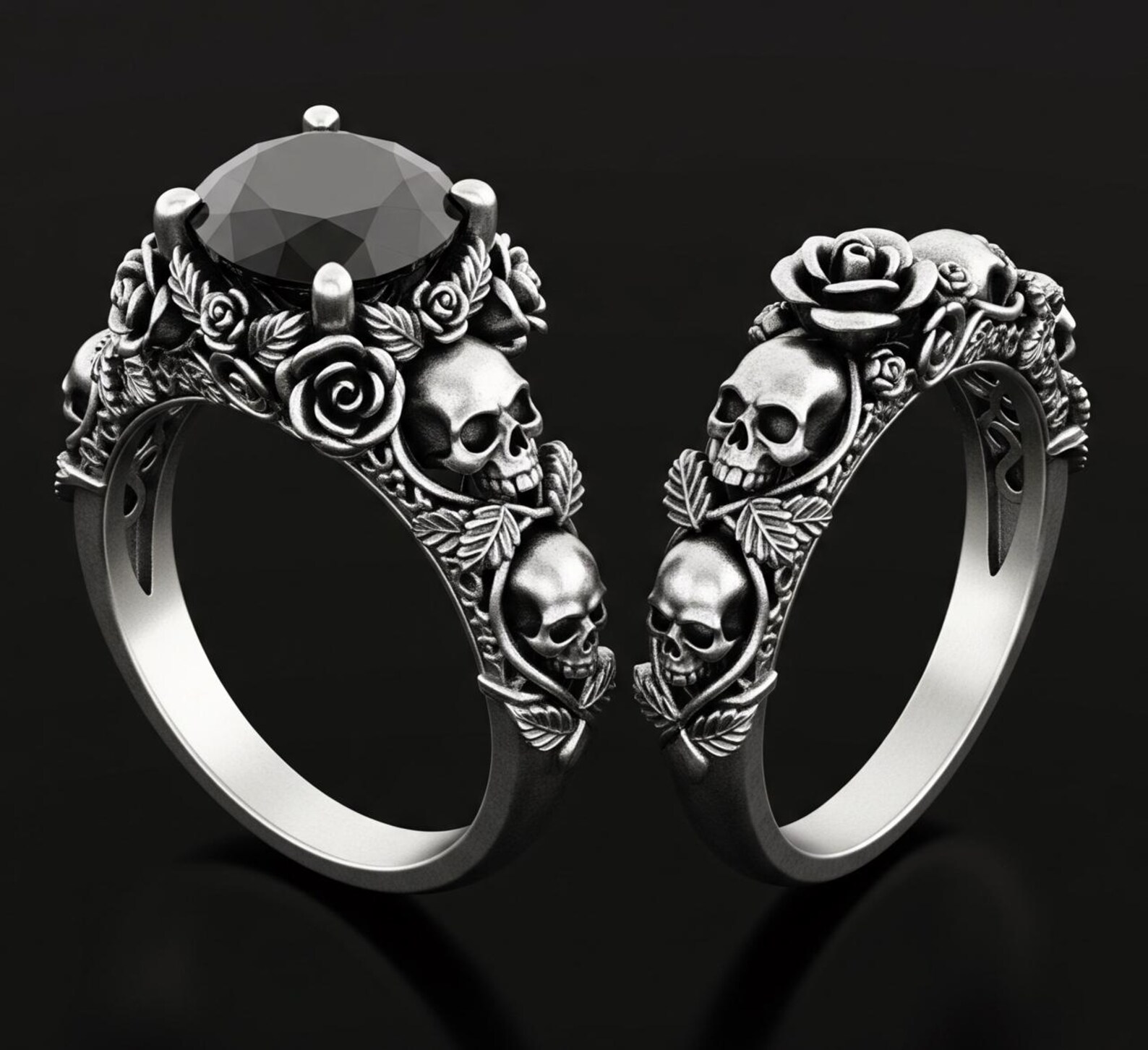 Skull Engagement Ring, Gothic Engagement Ring, Alternative Engagement ...