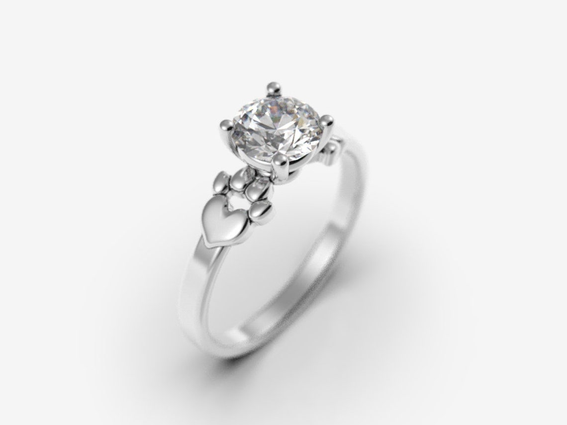 Paw engagement ring set vegan engagement ring cat ring dog | Etsy