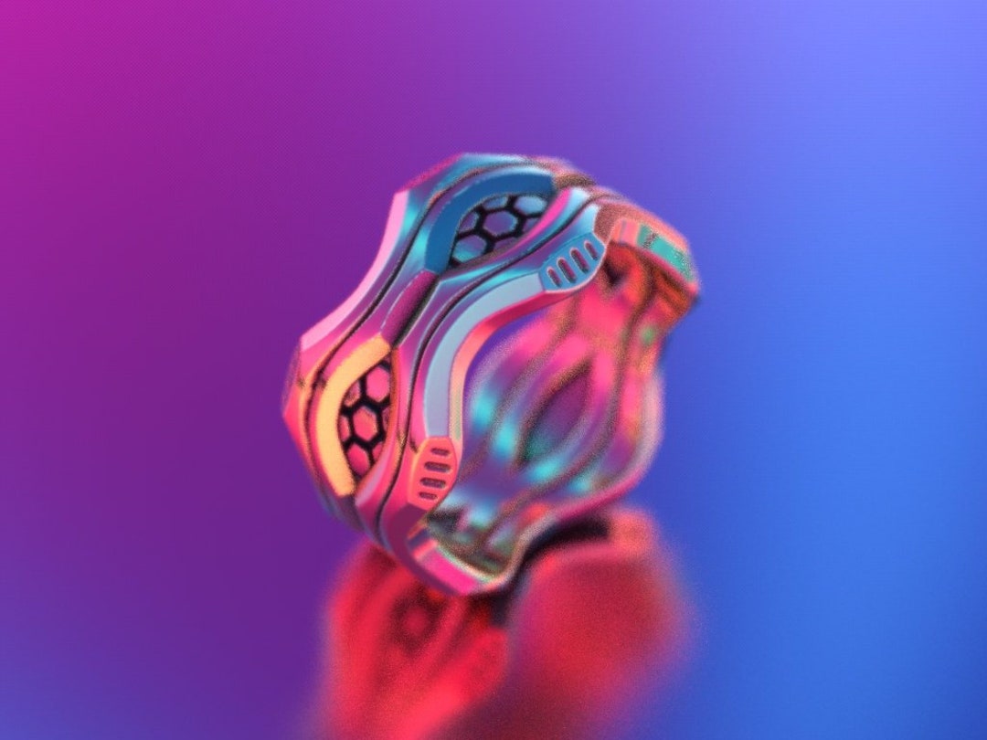 Geek Wedding Ring, Gamer Wedding Ring, Futuristic Wedding Band, Scifi ...