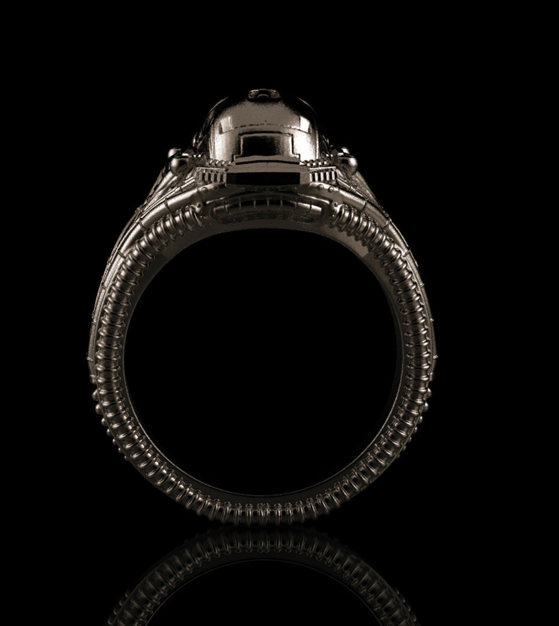 Silver Skull Ring Cyberpunk Ring Heavy Metal Ring Signet - Etsy