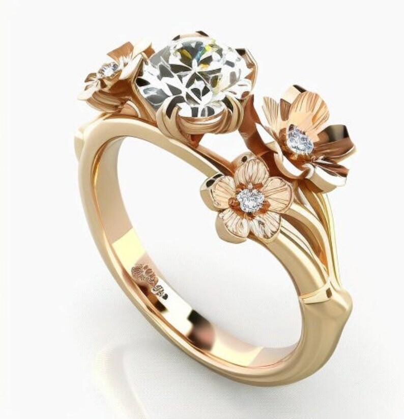 Flower Engagement Ring, Cherry Blossom Engagement Ring, Morganite ...
