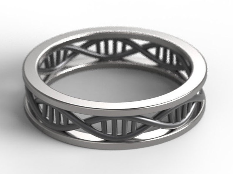 DNA Ring Braided Wedding Band Black Silver Geek Wedding - Etsy