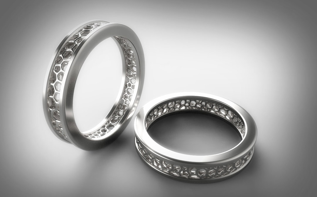 Geek Wedding Ring Set, Voronoi Ring, Mathematical Ring, Math Ring, Cool ...