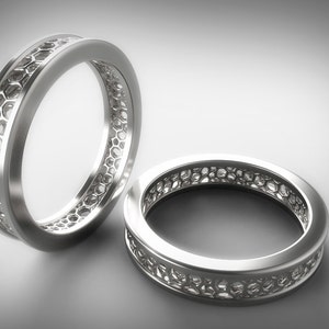 Geek Wedding Ring Set, Voronoi Ring, Mathematical Ring, Math Ring, Cool ...