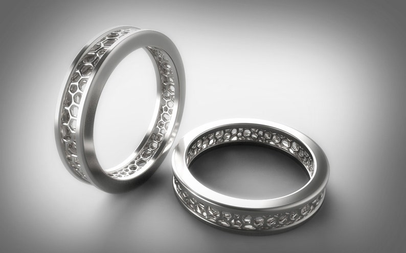 Geek Wedding Ring Set, Voronoi Ring, Mathematical Ring, Math Ring, Cool ...
