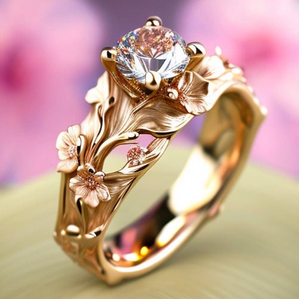 Flower Engagement Ring - Etsy