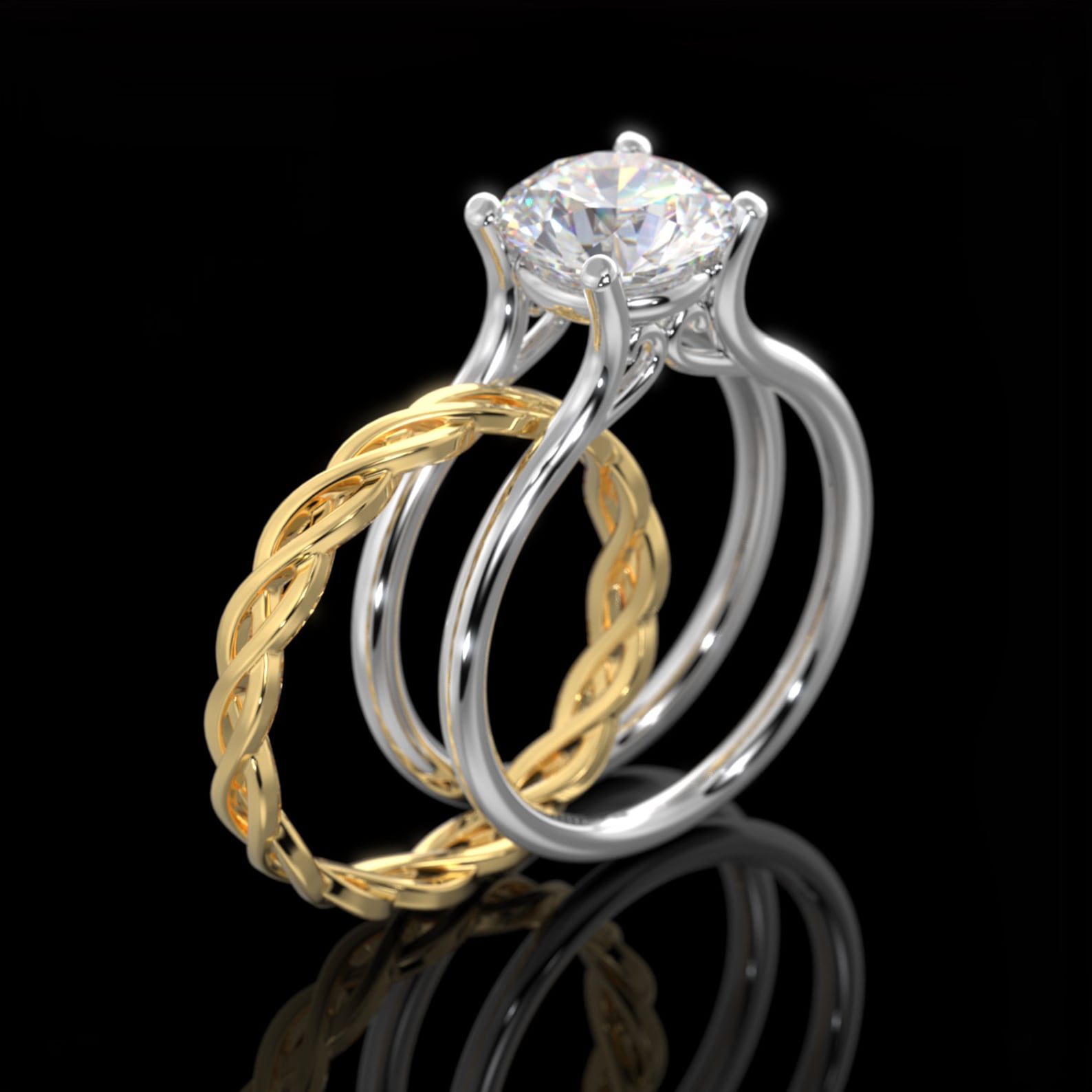 Celtic Engagement Ring Celtic Bridal Set Braided Engagement | Etsy