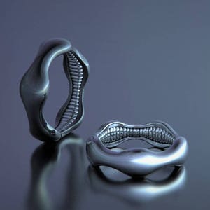 Alien Ring, Sci Fi Wedding Ring, Geek Wedding Ring, Gamer Ring, Gothic ...