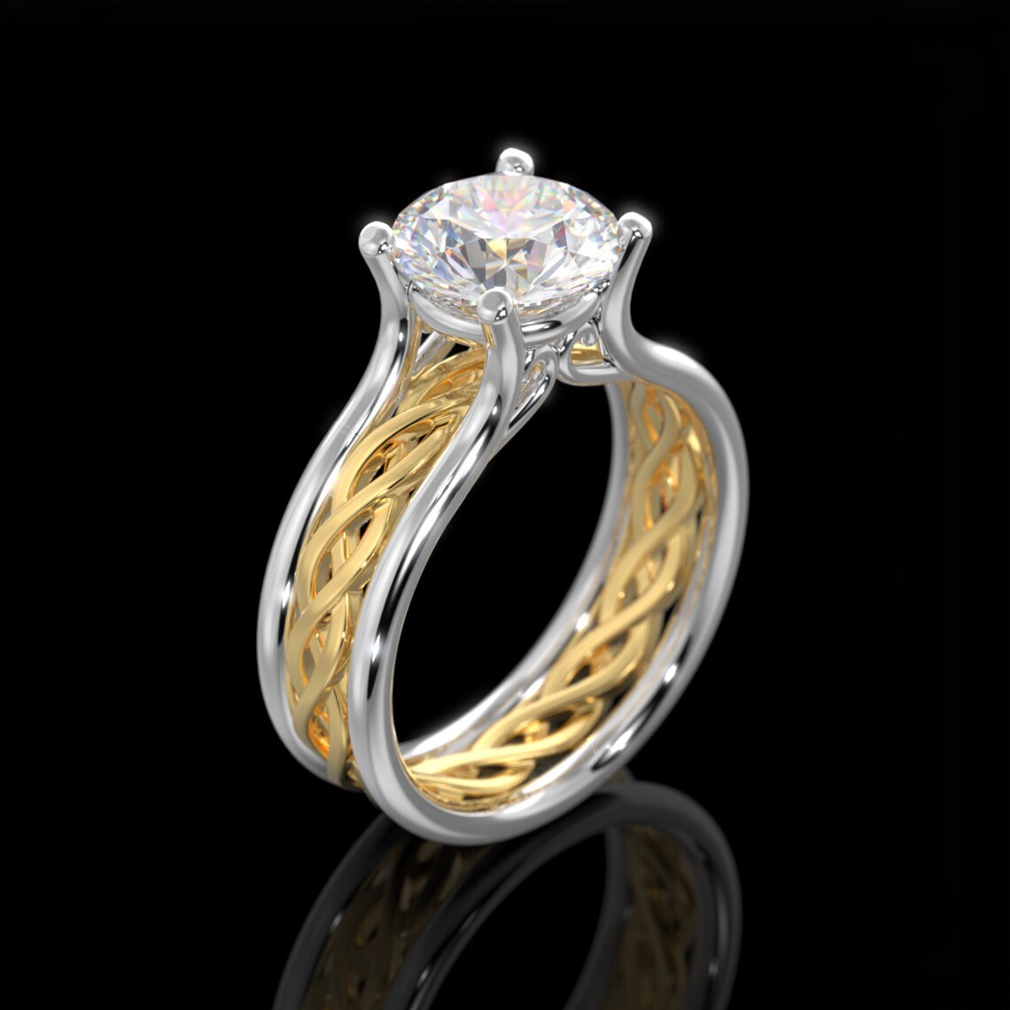 Celtic Engagement Ring Celtic Bridal Set Braided Engagement - Etsy