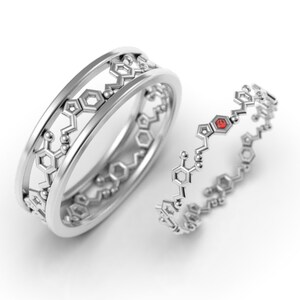 Molecule Wedding Ring, Geek Wedding Ring, Serotonin Ring, Dopamine Ring ...