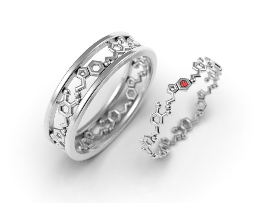 Molecule Wedding Ring Geek Wedding Ring Serotonin Ring - Etsy