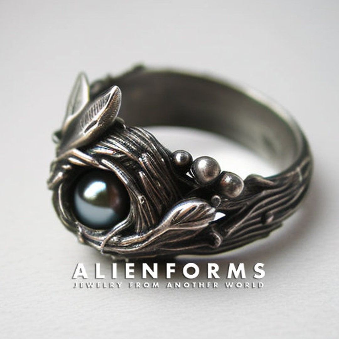 Bird's Nest Ring, Nature Inspired Ring, Pearl Ring, Rustic, Twigs Ring ...