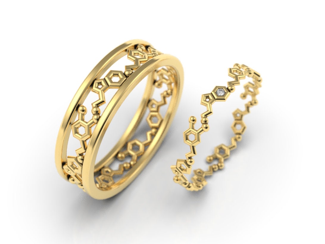 Molecule Wedding Ring Geek Wedding Ring Serotonin Ring - Etsy