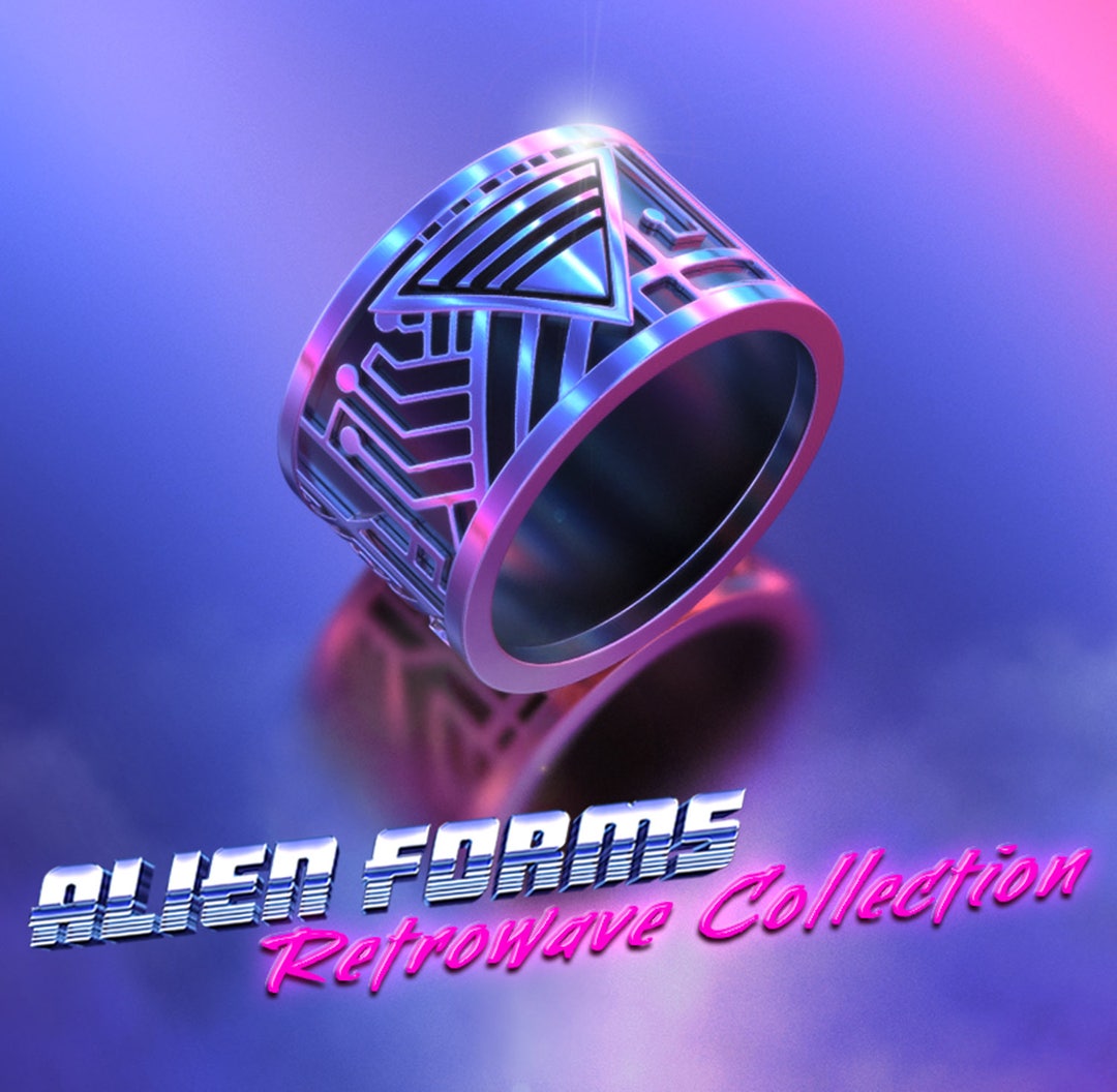 Geek Wedding Ring, Futuristic Wedding Band, Cyberpunk, Retrowave ...