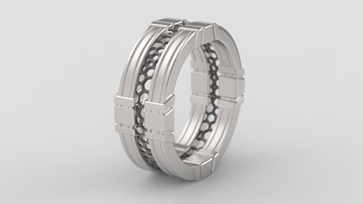 Geek wedding ring geek engagement ring Sci fi ring nerd | Etsy