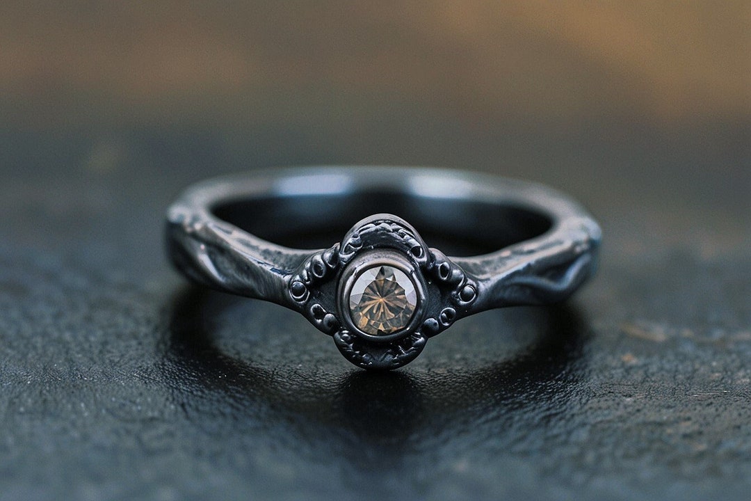 Gothic Engagement Ring, Brown Diamond Ring, Spooky, Vintage Engagement ...
