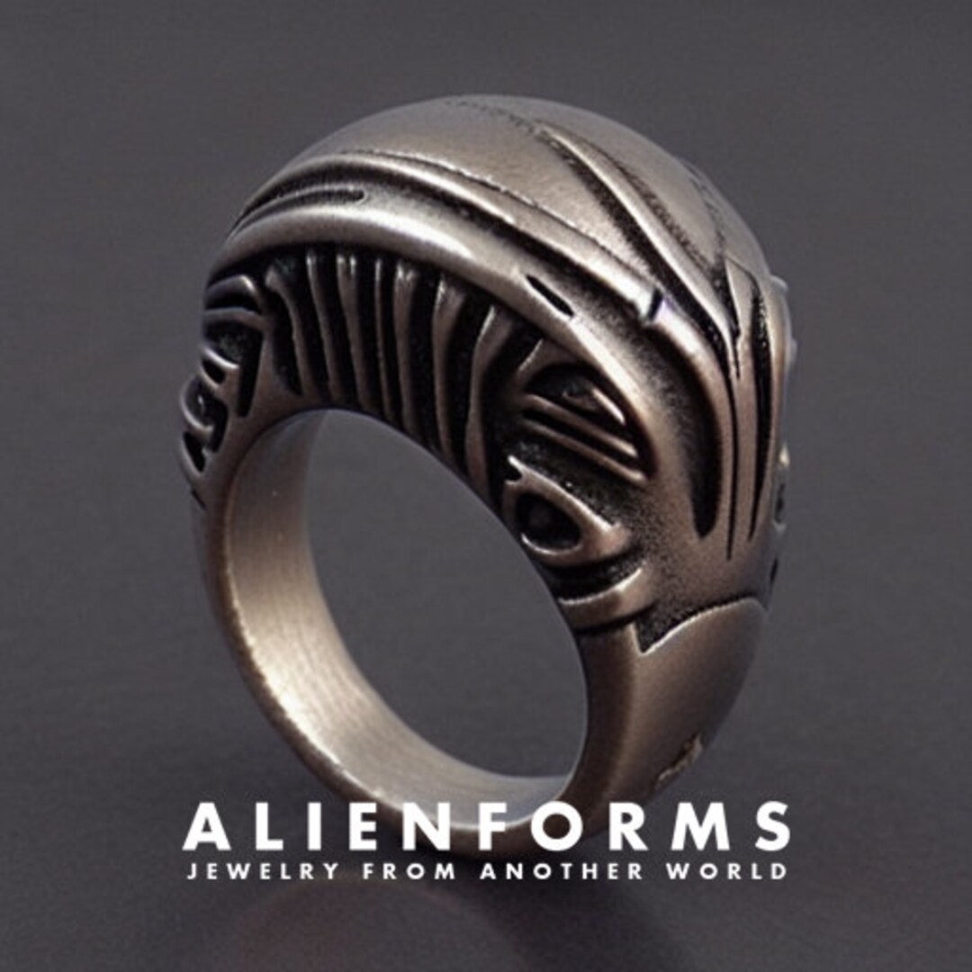 Aliens Ring, Gothic, Geek Ring, Scifi Ring, Cyberpunk Gamer Ring ...