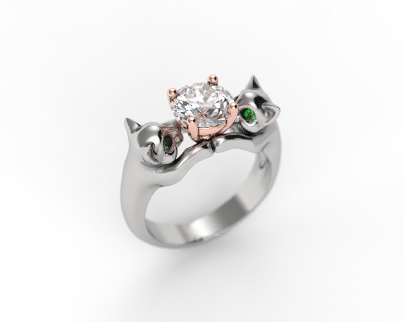 Cat Engagement Ring Geek Engagement Ring Cats Wedding Ring - Etsy