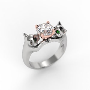 Cat Engagement Ring, Geek Engagement Ring, , Cats Wedding Ring Cat ...