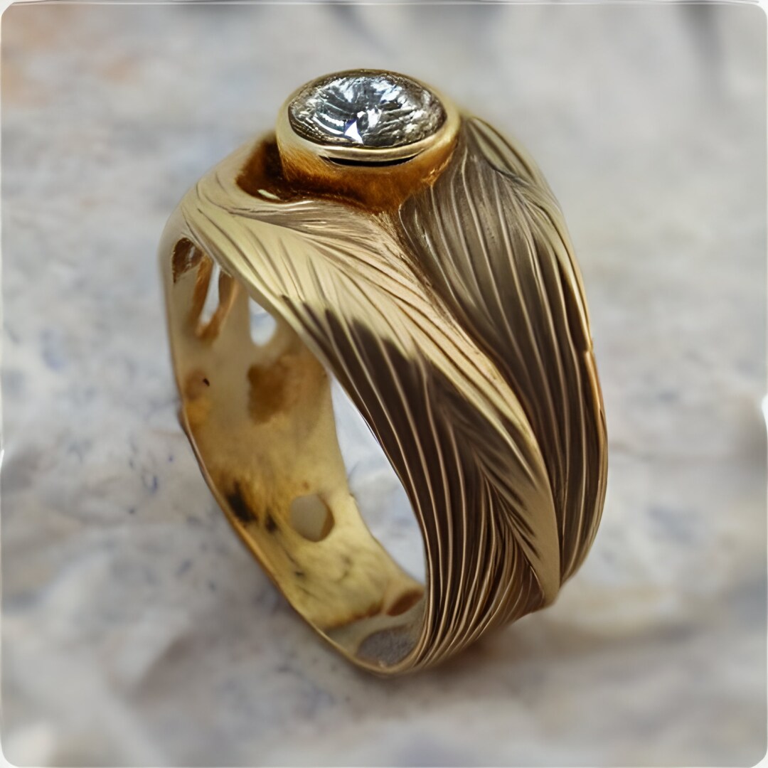 Leaves Engagement Ring, Nature Inspired Ring, Organic Engagement Ring ...