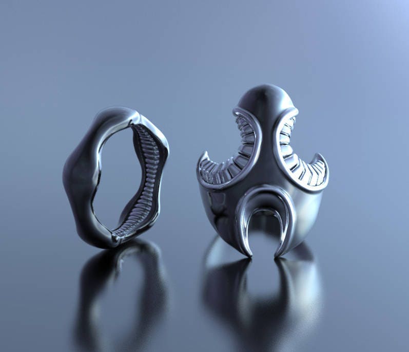 Alien ring Sci fi ring Geek wedding ring futuristic ring | Etsy