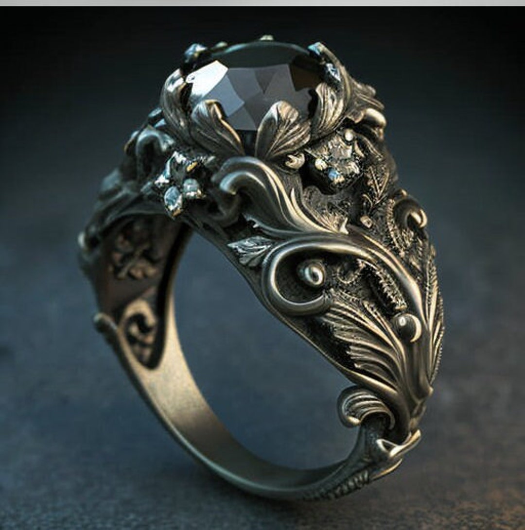 Black Gold Engagement Ring, Non Traditional, Gothic Engagement Ring ...