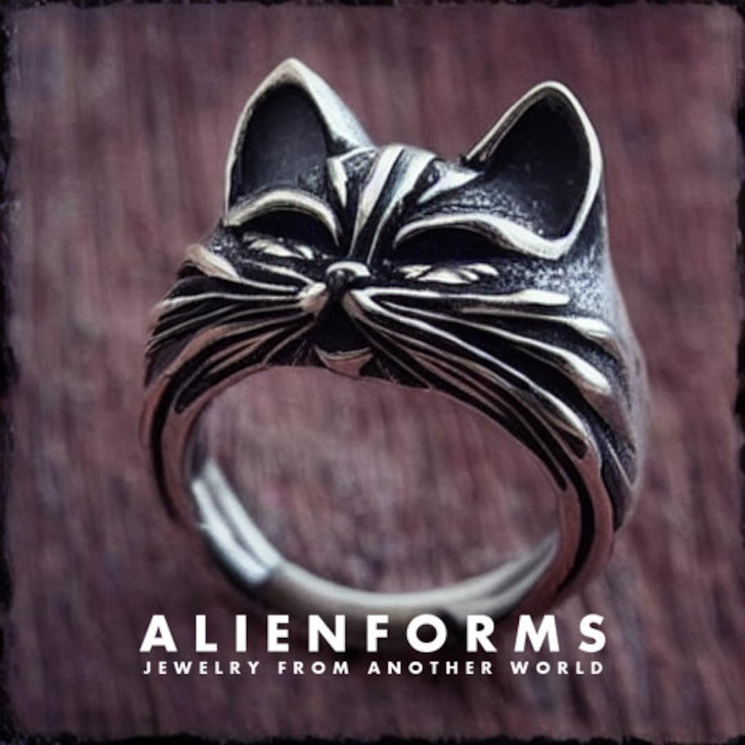 Cat Ring, Cat Statement Ring, Silver Cat Ring, Gold Cat Ring, Kitten Ring, Animal Ring, Cute ...