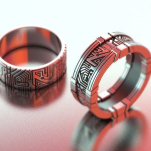 Cyberpunk Ring, Geek Wedding Ring, Circuit Board Ring, Retrowave ...