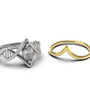 DNA Engagement Ring, Geek Engagement Ring, Moissanite Engagement Ring ...