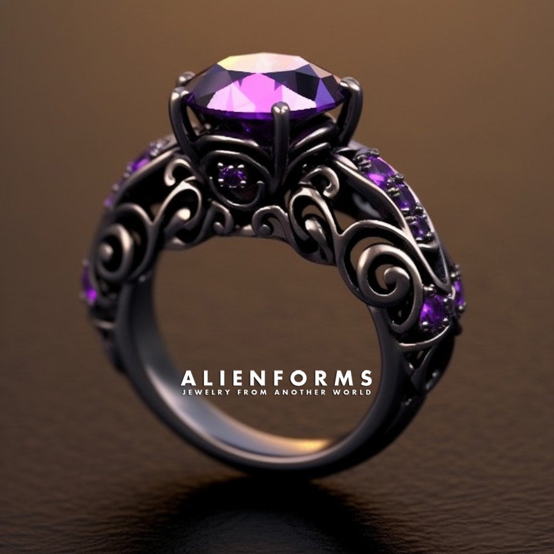 Gothic Engagement Ring, Gothic Wedding, Alternative Wedding, Black ...