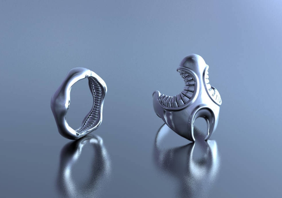 Alien ring Sci fi ring Geek wedding ring futuristic ring | Etsy