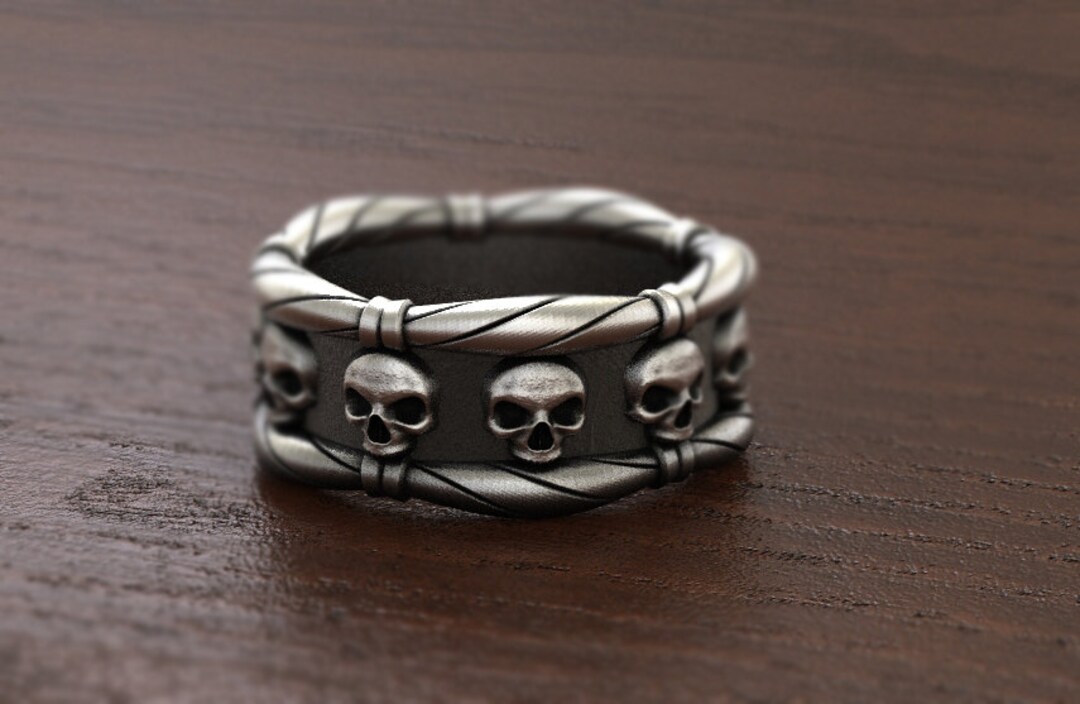 Skull Wedding Ring, Pirate Skull Ring, Mens Skull Ring, Biker Skull ...