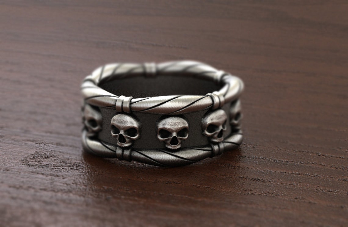 Skull Wedding Ring Pirate Skull Ring Mens Skull Ring Biker - Etsy Israel