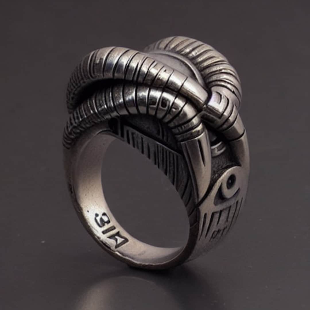 Aliens Ring, Gothic, Geek Ring, Scifi Ring, Cyberpunk Gamer Ring ...