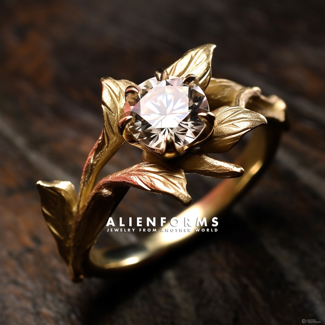 Flower Engagement Ring, Moissanite Engagement Ring, Diamond Engagement ...