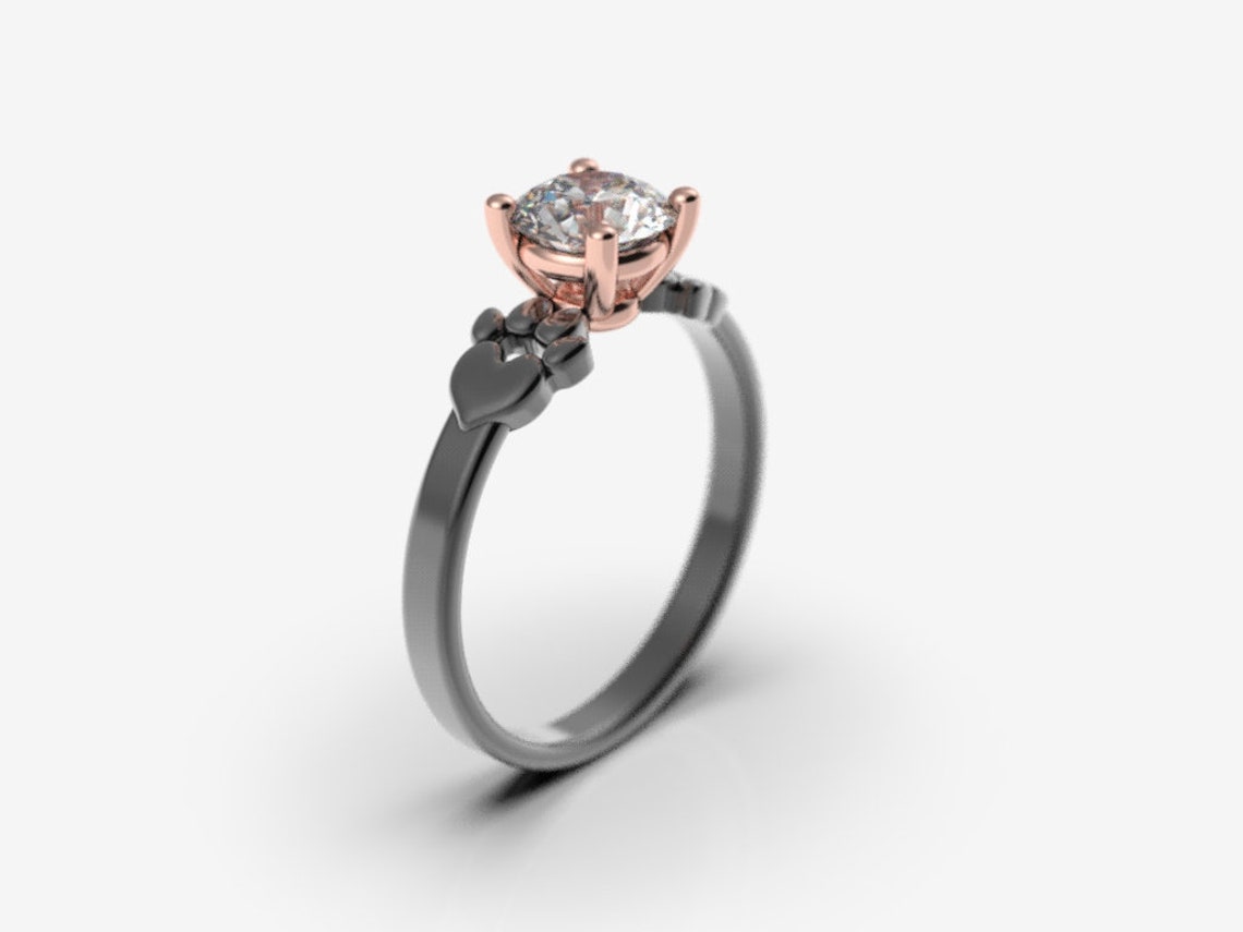 Paw Engagement Ring Set Vegan Engagement Ring Cat Ring Dog | Etsy